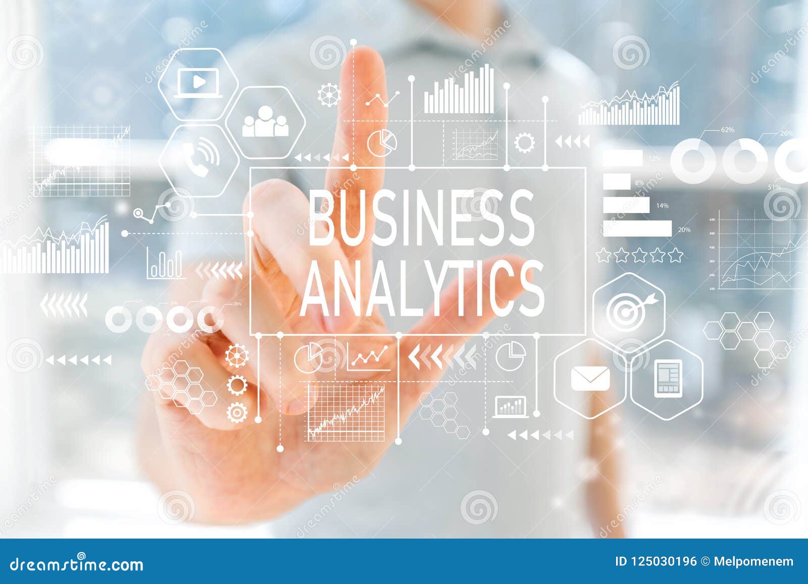 Business Analytics with Young Man Stock Photo - Image of analyze, icons ...