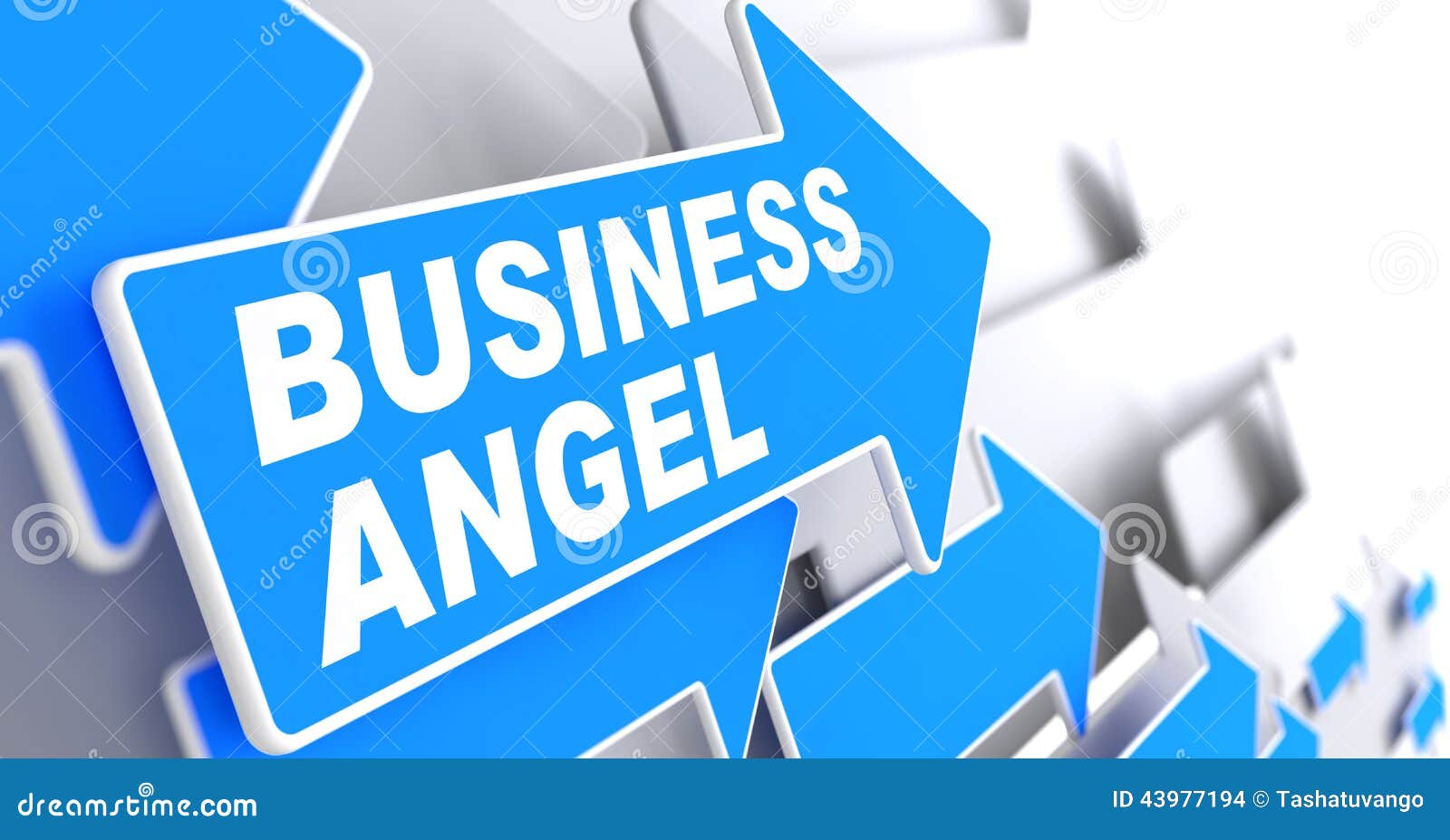 Business Angel on Blue Arrow Sign. Stock Illustration - Illustration of ...