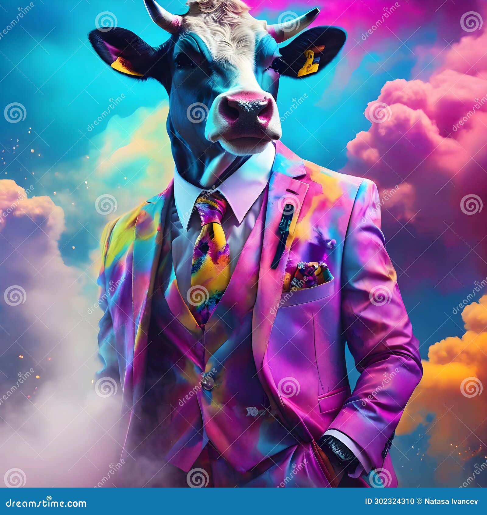 Anthropomorphic Bull Dressed Dressed In A Suit Like A Businessman ...