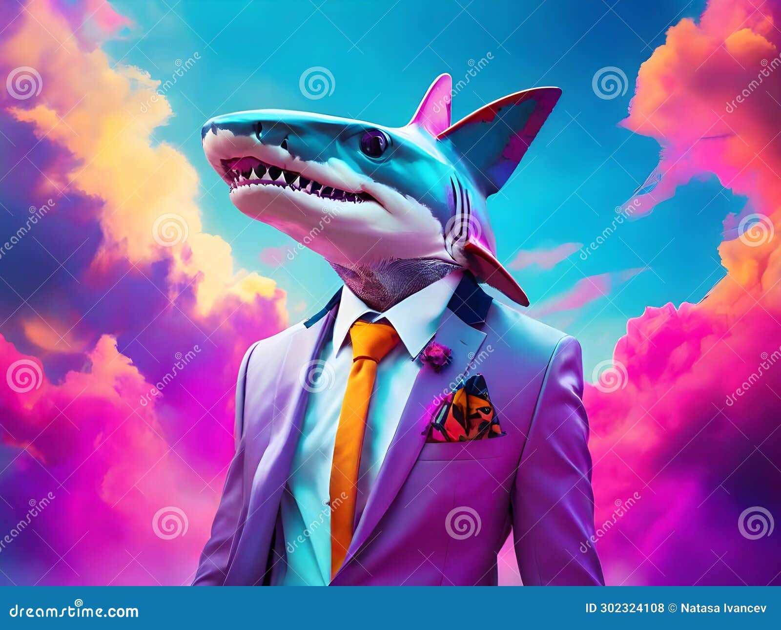 Business Anthropomorphic Shark in a Suit Stock Illustration ...