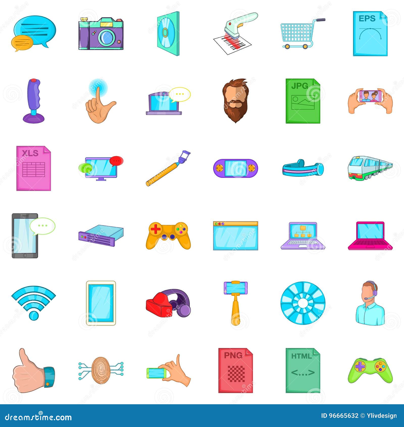 Business App Icons Set, Cartoon Style Stock Vector - Illustration of ...