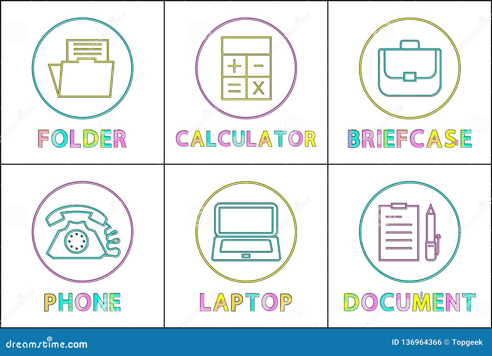 Business App Round Linear Icons Templates Set Stock Vector ...