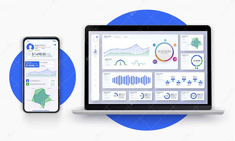 Business App UI UX with Graph and Analytics. Web Page Banner for ...