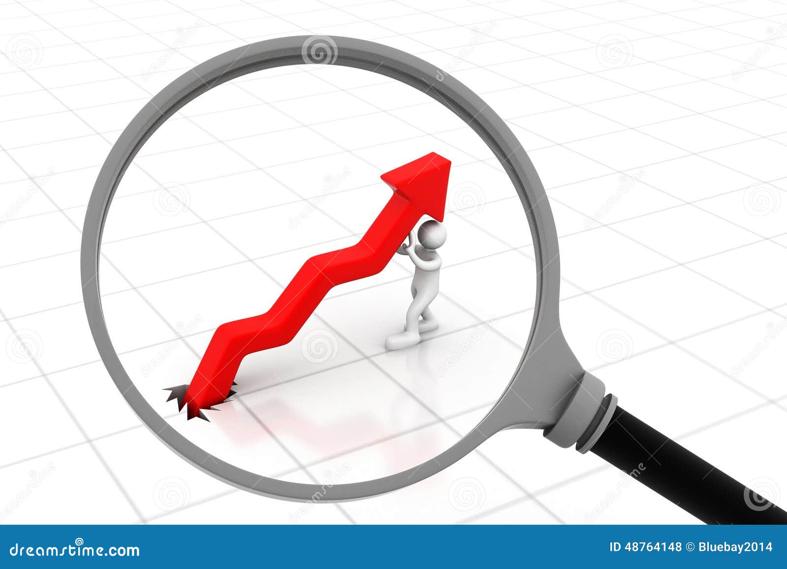 Business Arrow Graph with Magnifying Glass Stock Illustration ...