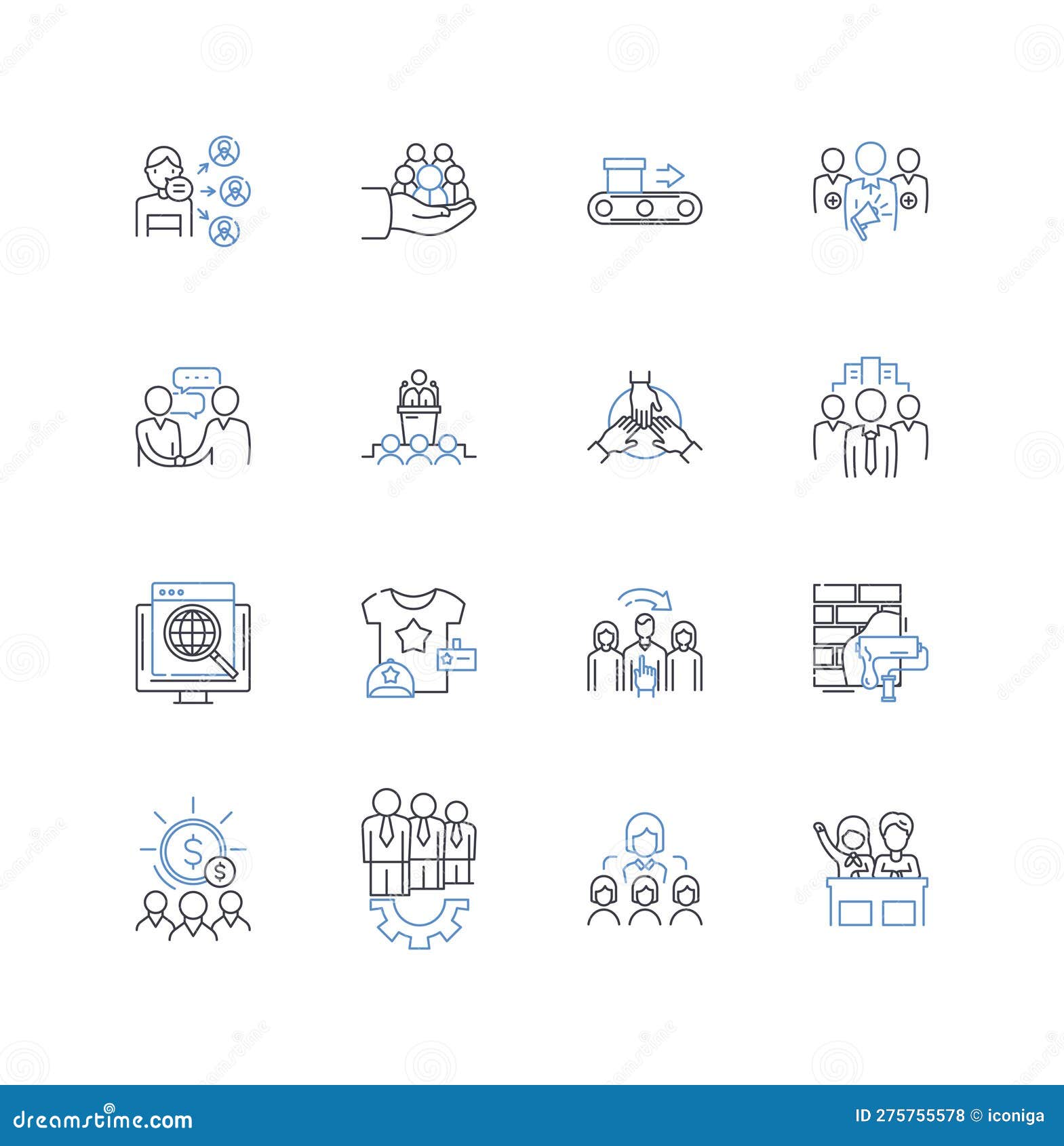 Business Assembly Line Icons Collection. Collaboration, Synergy ...