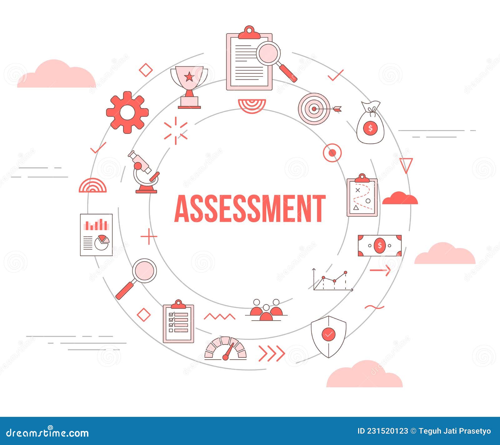 Business Assessment Concept with Icon Set Template Banner and Circle ...