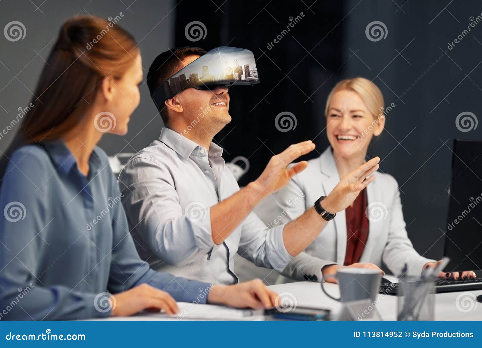 Developers with Virtual Reality Headset at Office Stock Photo - Image ...