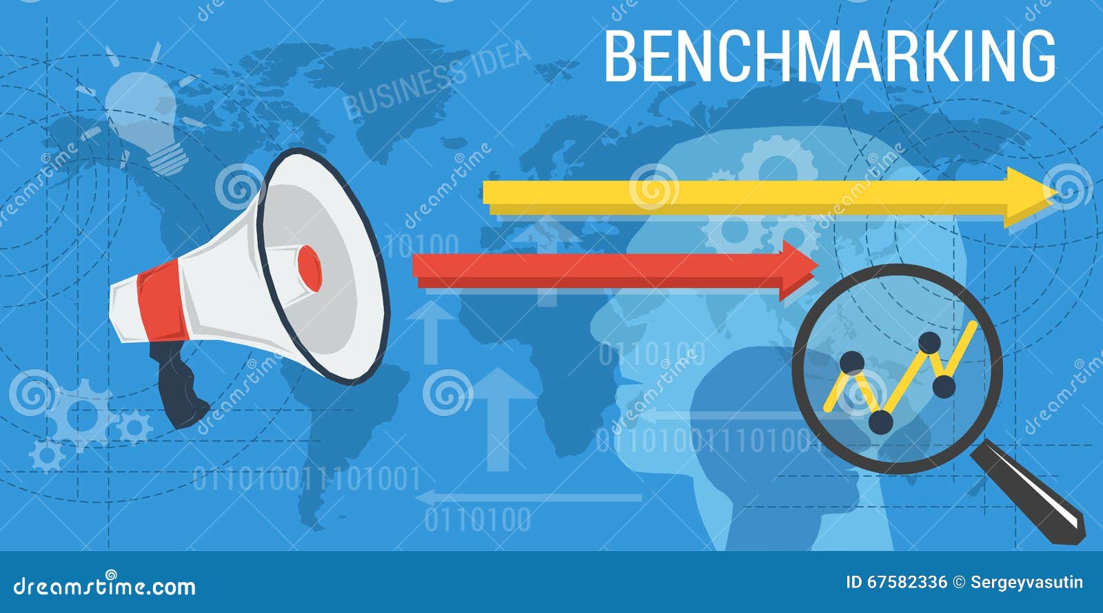 Business Benchmarking Concept, Benchmark Measure. Pictograms Of Men And ...