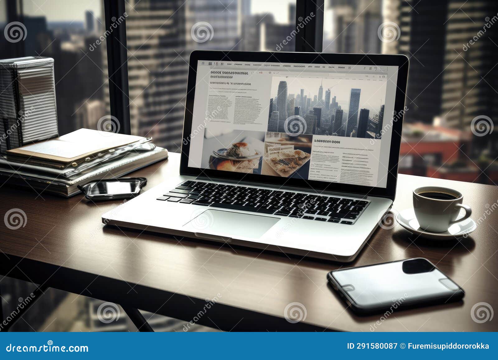 Business Background with Desktop and Laptop Office Workplace ...