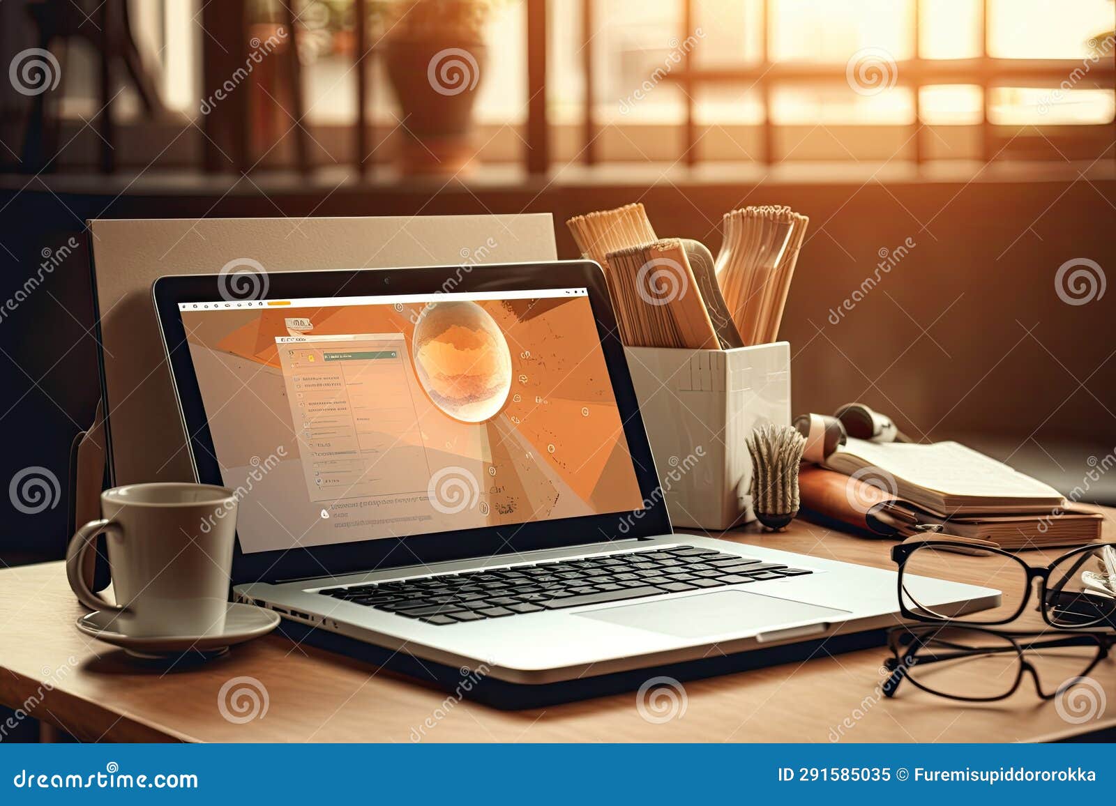 Business Background with Desktop and Laptop Office Workplace ...