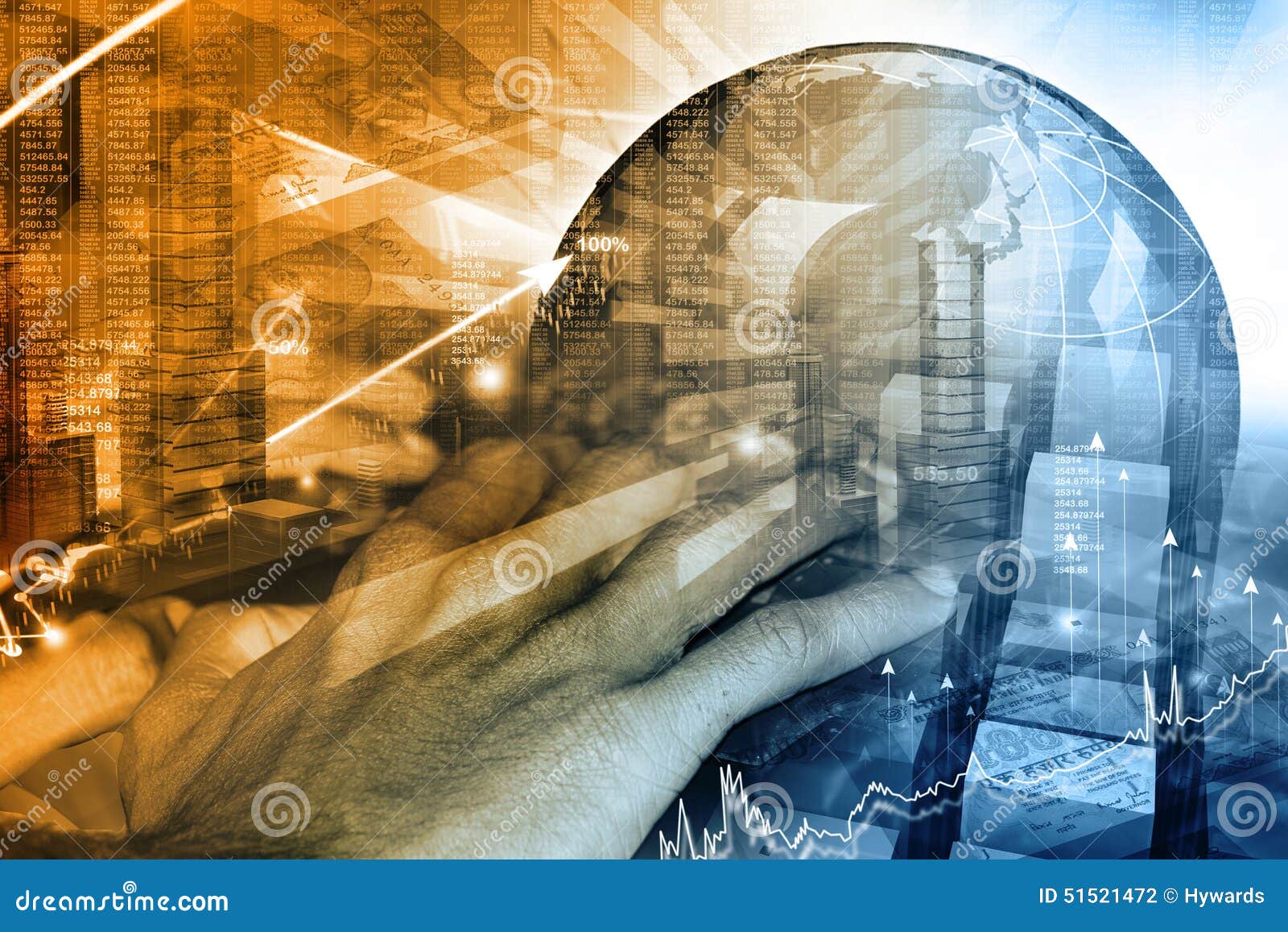 Business Background with Graph and Money Stock Illustration ...