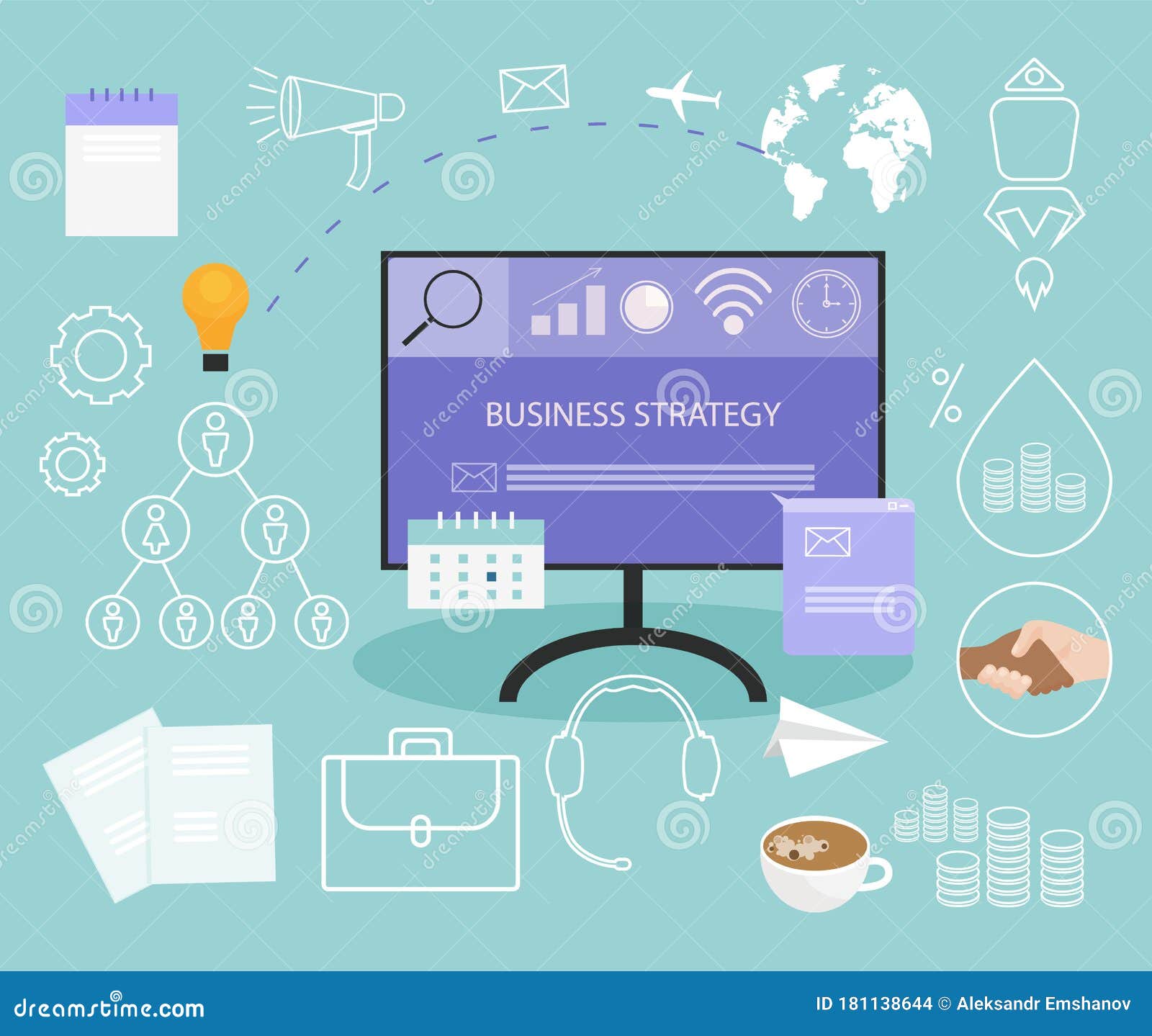 Business Background with Icons Stock Vector - Illustration of online ...