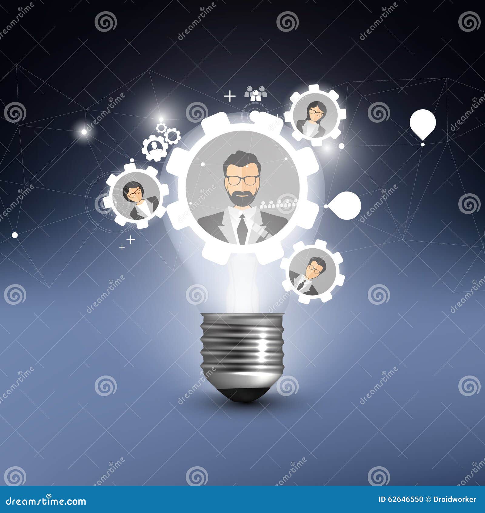 Business Background Light Bulb, with Teamwork Elements. Stock ...
