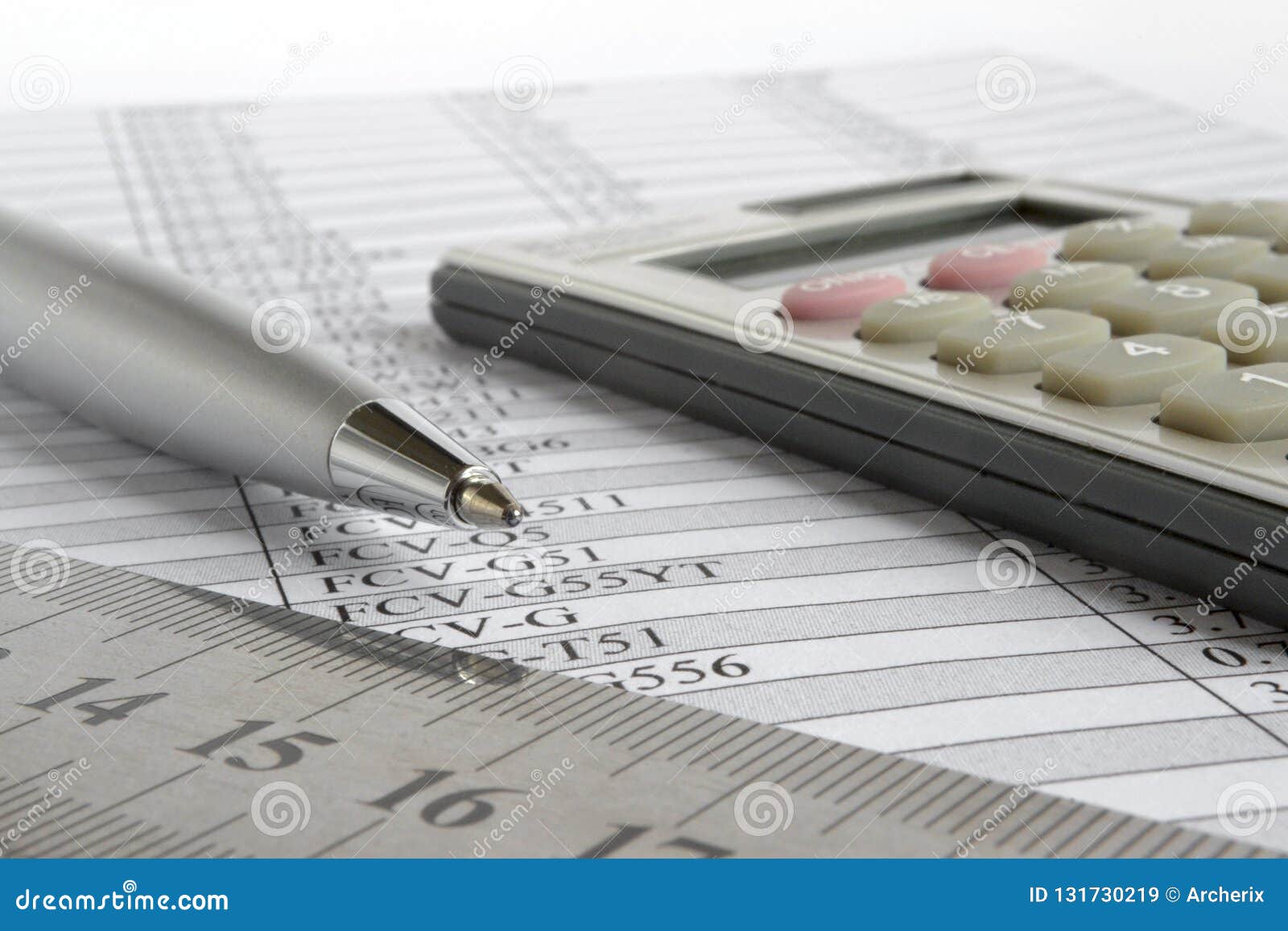 Table, Ruler, Pen and Calculator Stock Image - Image of profits, data ...