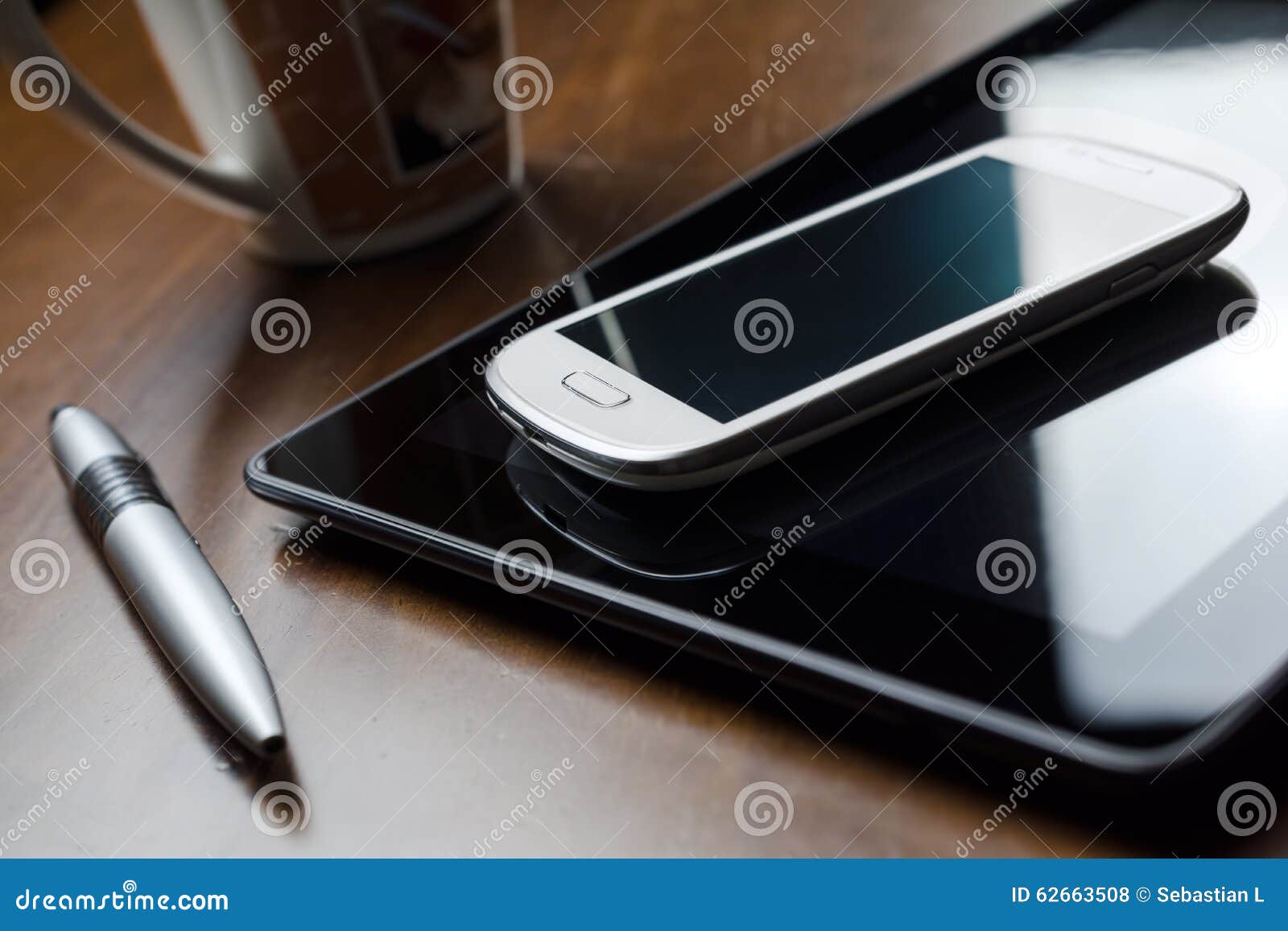 Business Background with Tablet, Smartphone, Pencil Stock Photo - Image ...
