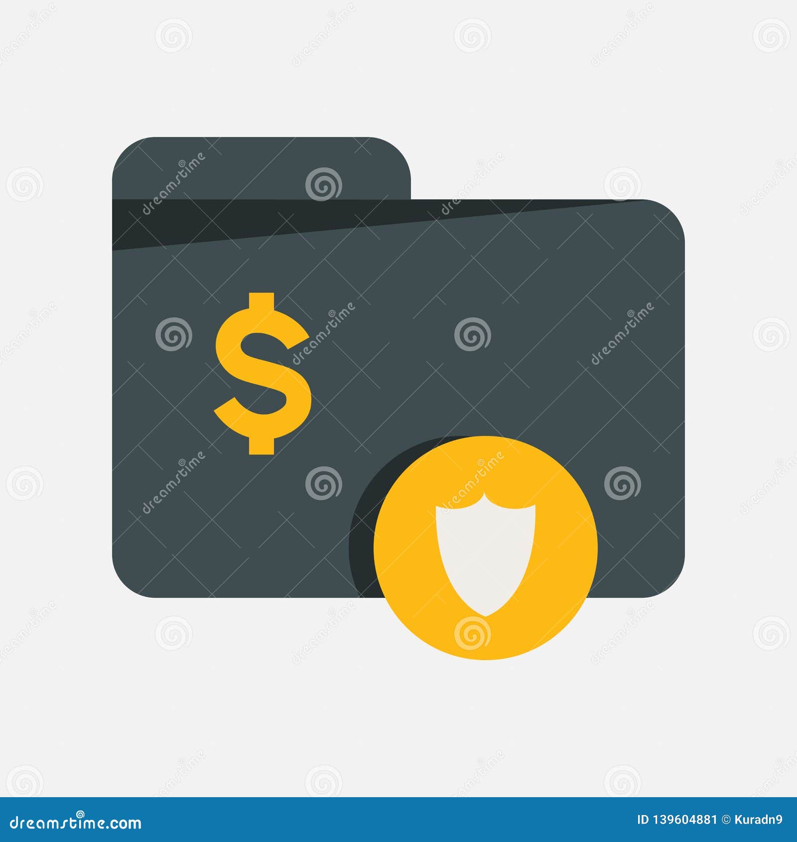 Business, Banking and Finance Icon, Secure Data Folder with Currency ...