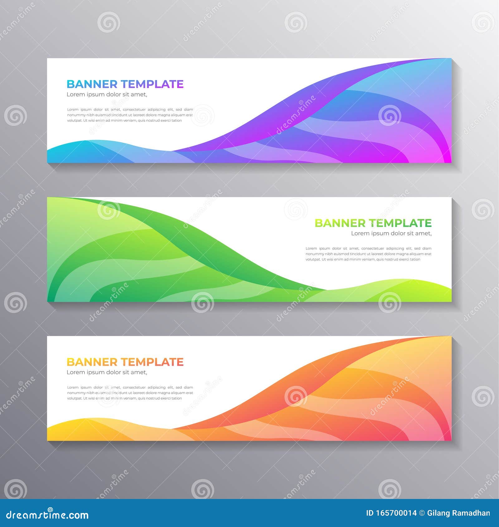 Business Banner Template with Colorful Wavy Background, Layout ...