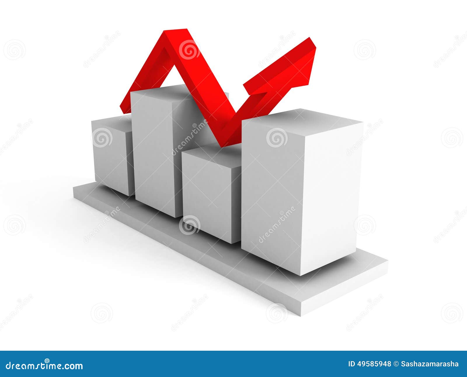 Business Bar Chart Graph with Rising Up Red Arrow Stock Illustration ...