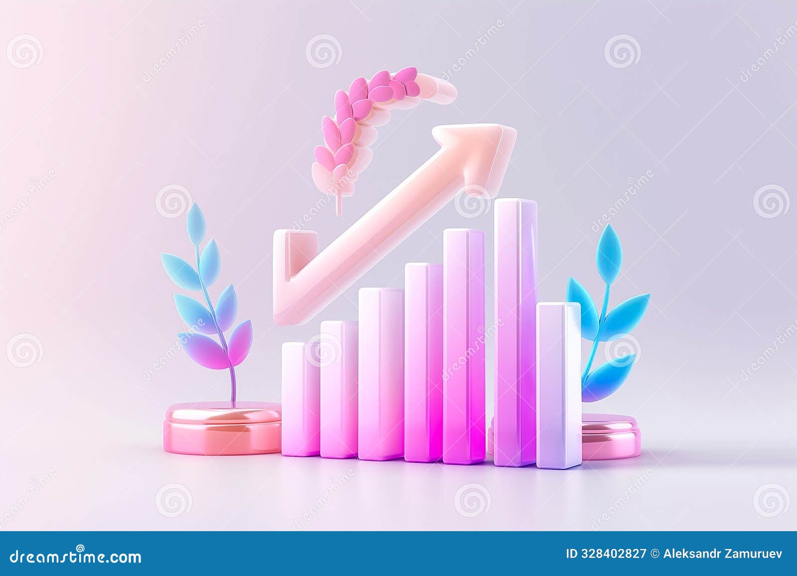 Business Bar Graph Creatively Blended with Various Nature Elements To ...