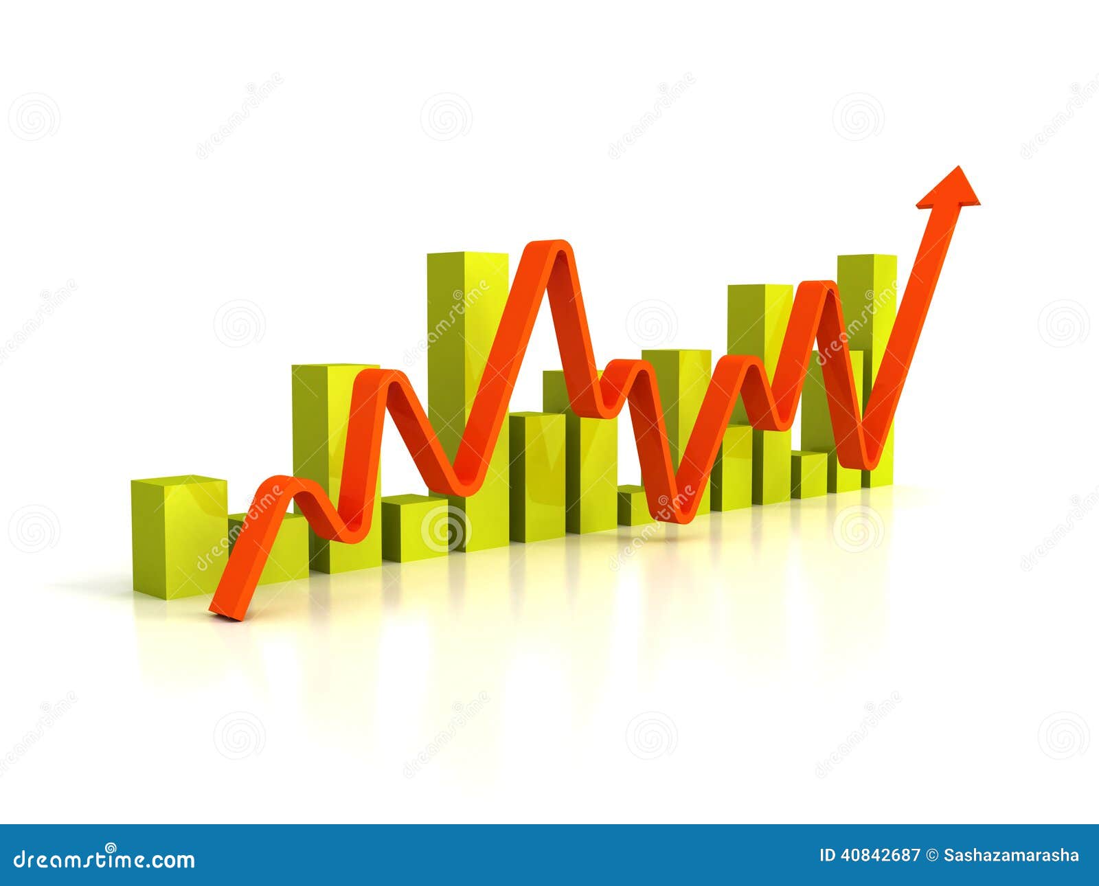Business Bar Graph Diagram with Rising Arrow Stock Image - Image of ...