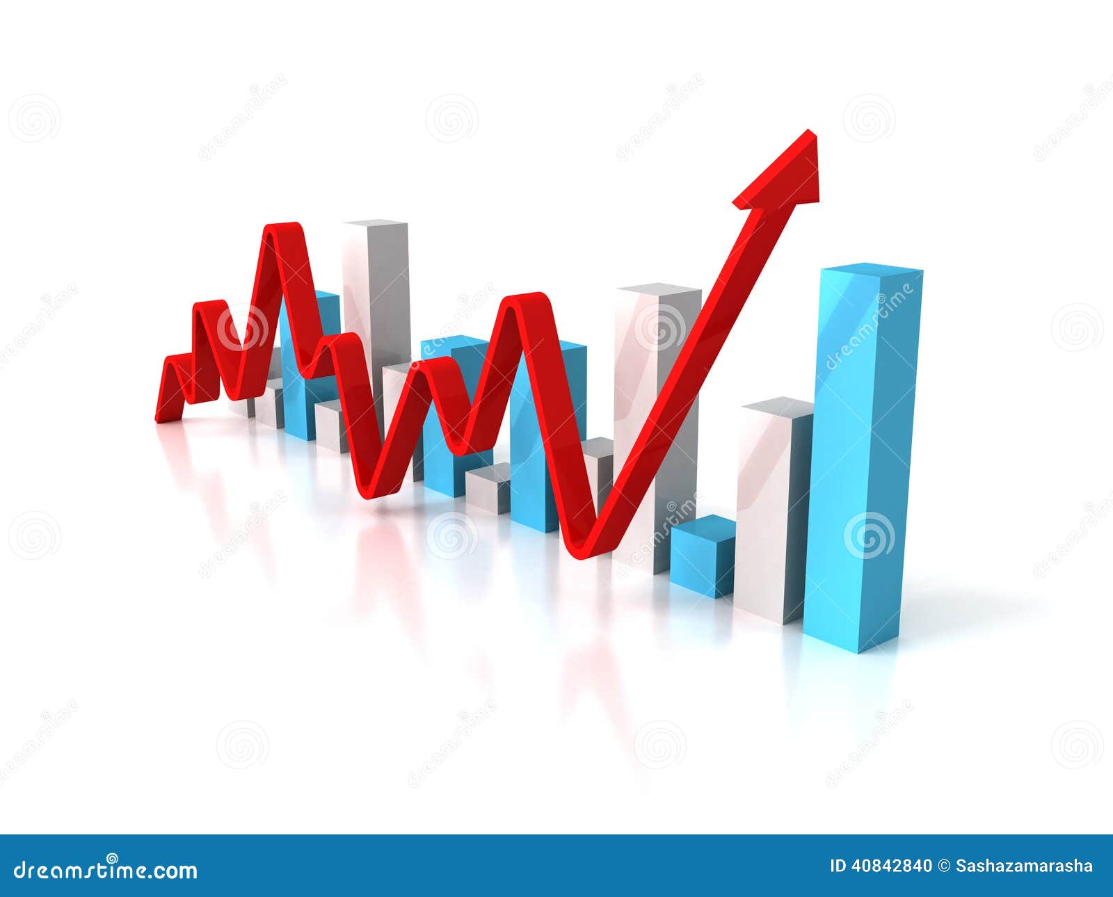 Business Bar Graph Diagram with Rising Arrow Stock Illustration ...