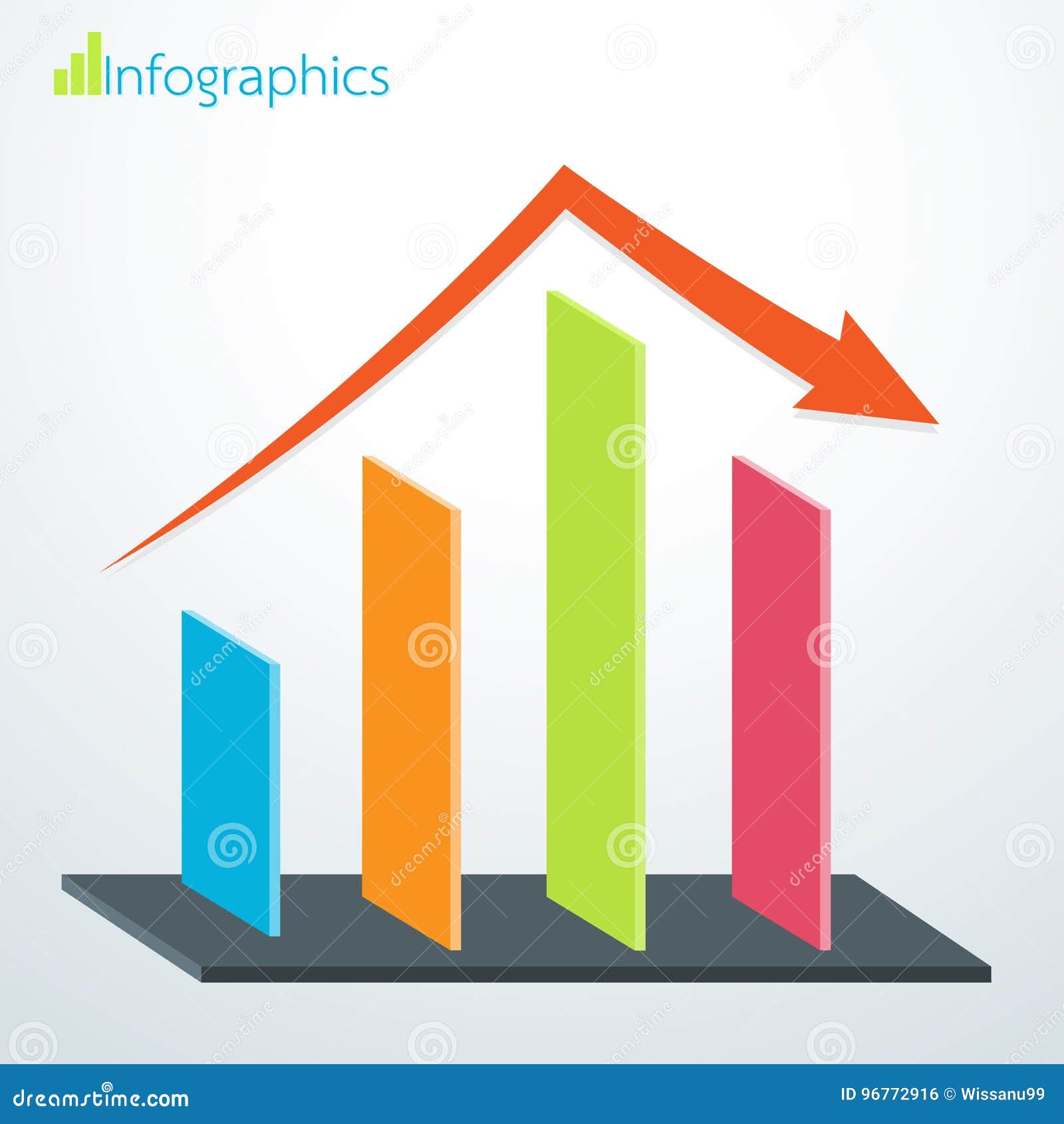 Business Bar Graph Success and Down Stock Vector - Illustration of ...