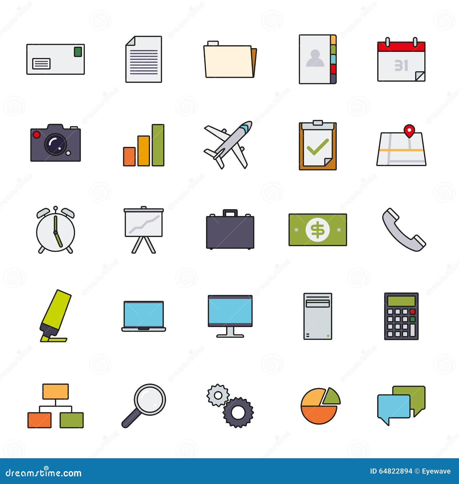 Business Basic Filled Line Icon Vector Set 1 Stock Vector ...