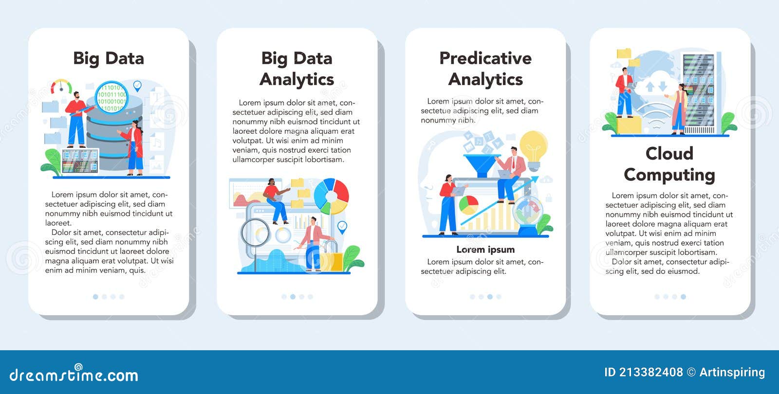 Business Big Data Analytics Mobile Application Banner Set. Chart and Graph Stock Vector ...