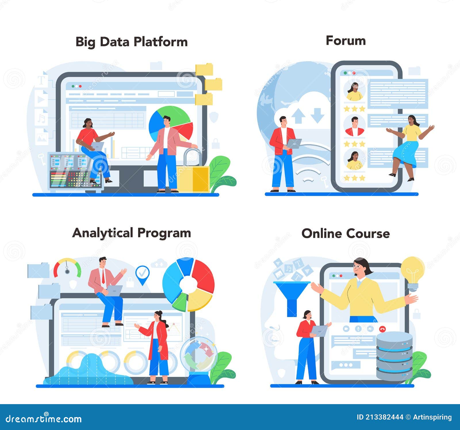 Business Big Data Analytics Online Service or Platform Set. Chart and ...