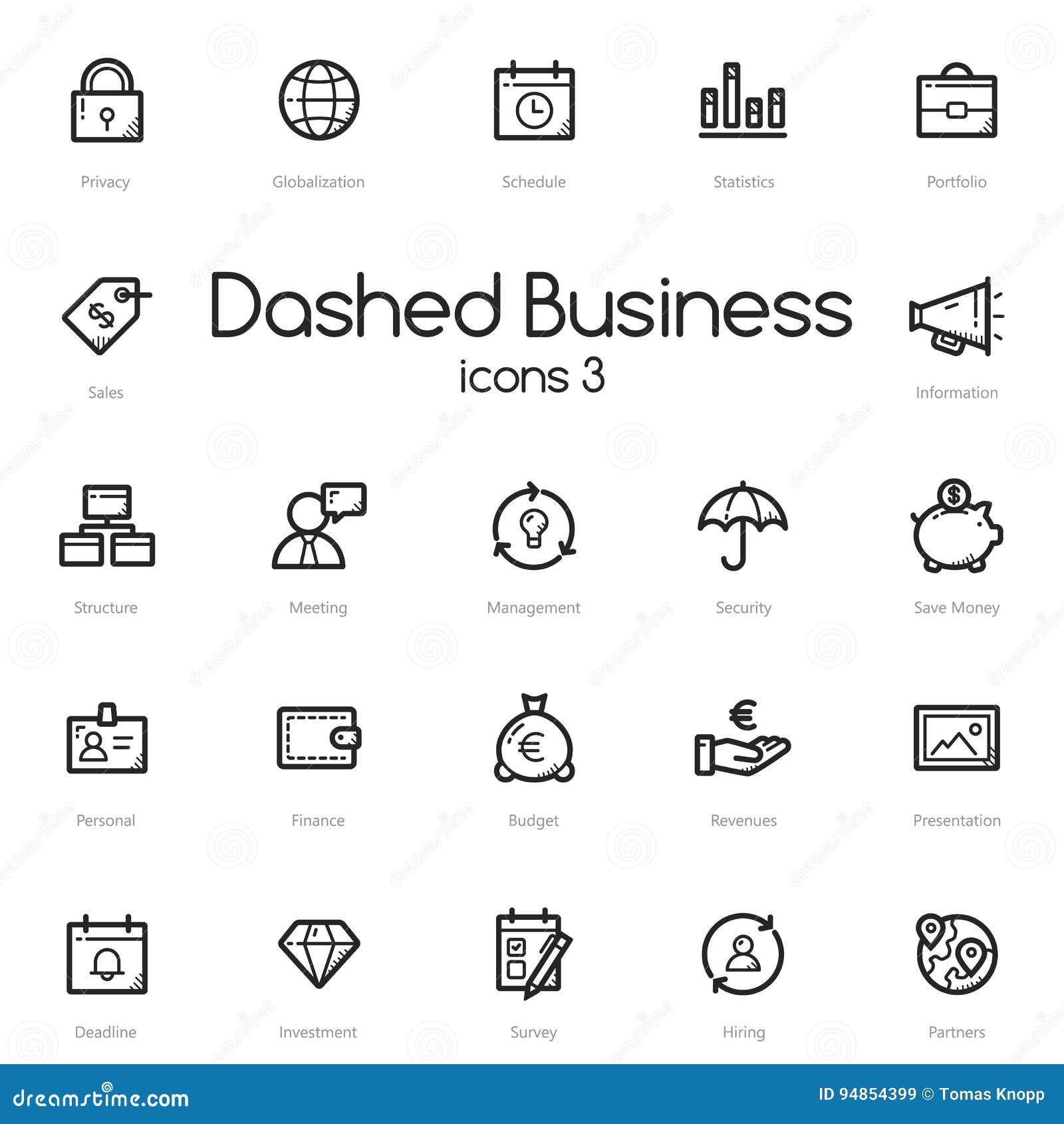 Business Black Line Icons Set Stock Illustration - Illustration of ...