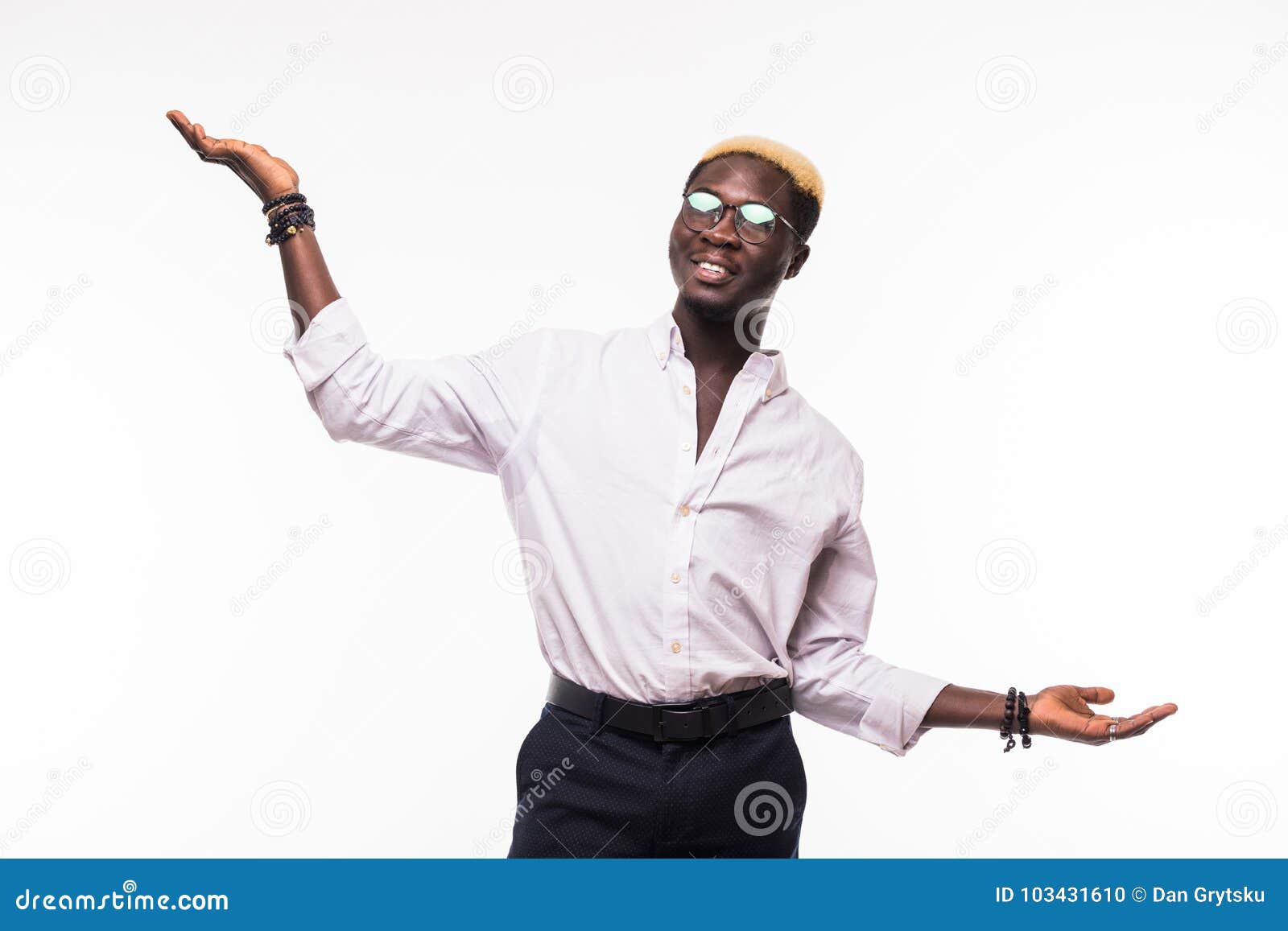 Business Black Man Doing a Balance on White Background Stock Photo ...
