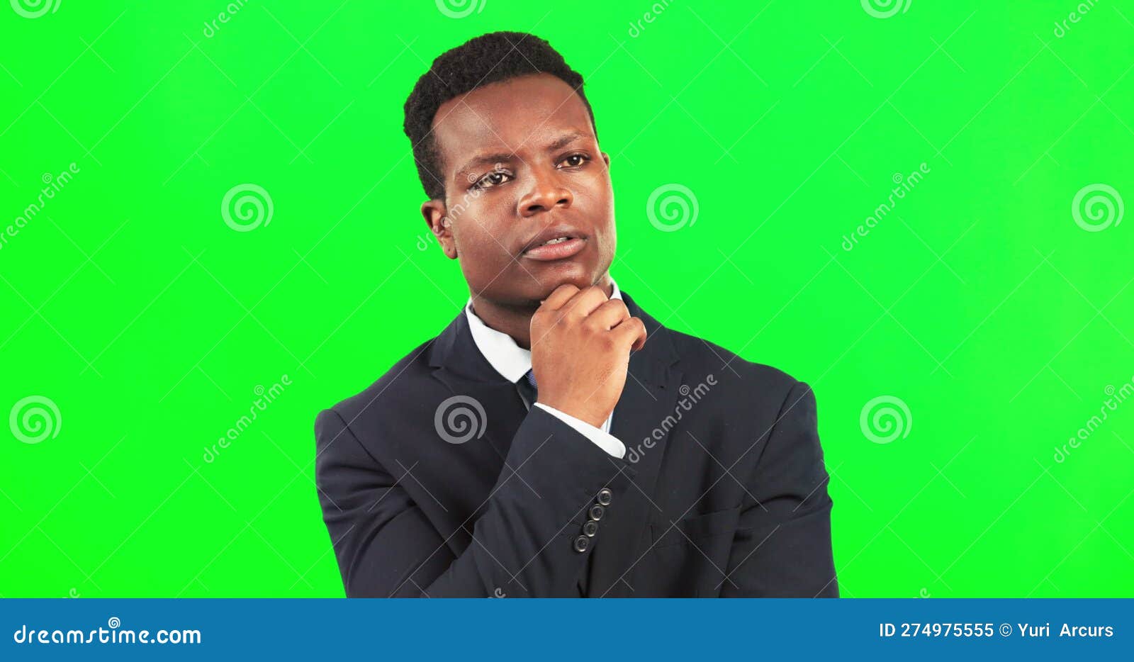 Business, Black Man and Thinking on Green Screen of Ideas, Remember ...