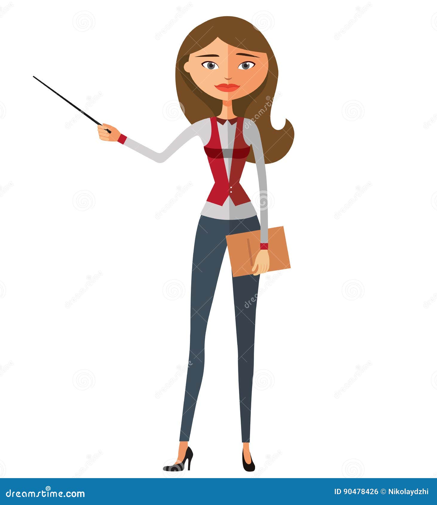 Business Blond Lady with a Pointer. Youngs Woman Presenting Something ...