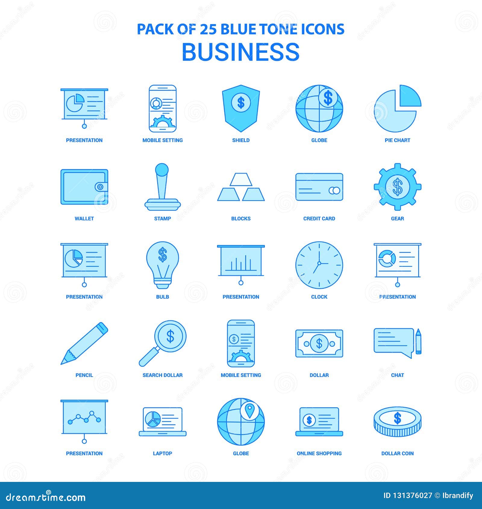 Business Blue Tone Icon Pack - 25 Icon Sets Stock Vector - Illustration ...