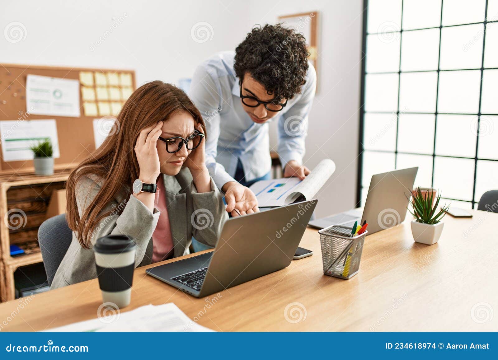 Business Boss Angry with Stressed Employee at the Office Stock Photo ...