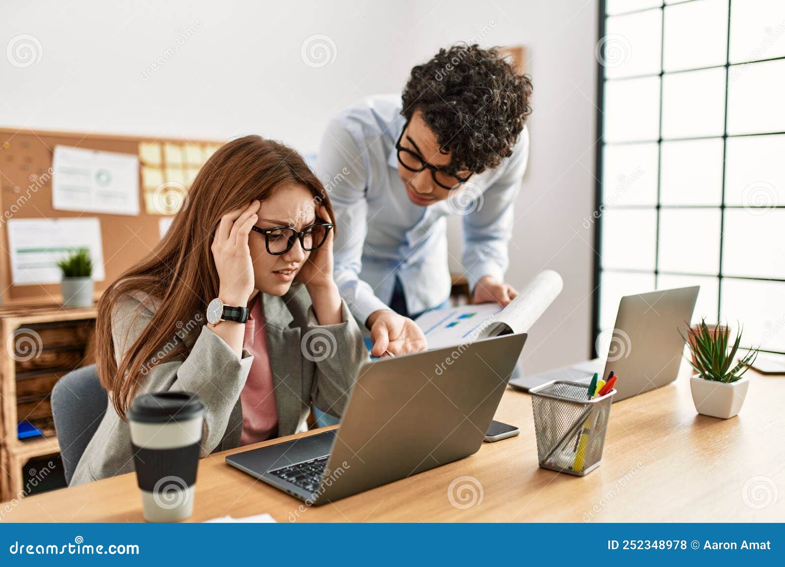 Business Boss Angry with Stressed Employee at the Office Stock Photo ...