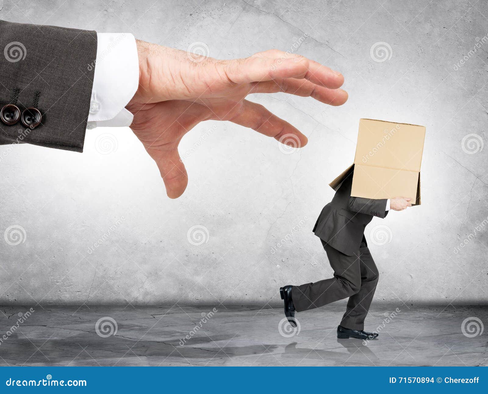 Business Boss Hand Catching Employee with Box Stock Photo - Image of ...