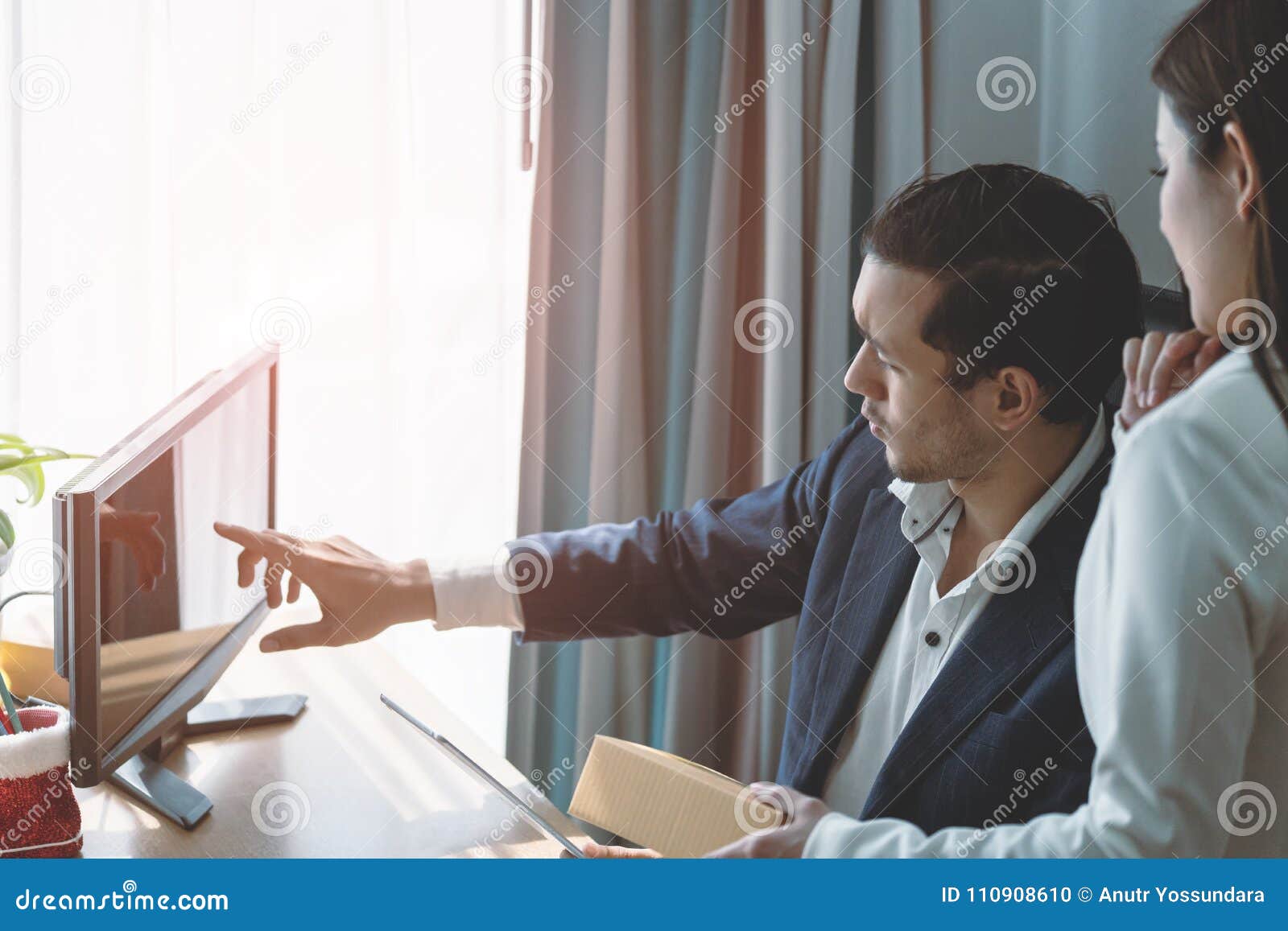 Business Boss Showing Secretary Computer Screen Stock Photo - Image of ...