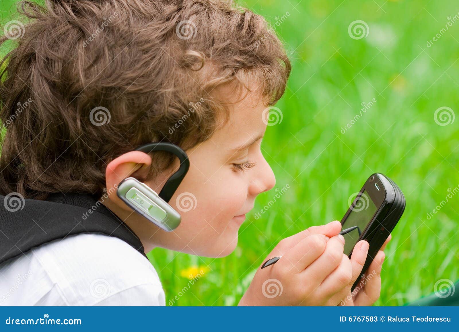 Business Boy with Mobile Phone Stock Image - Image of happy, nature ...