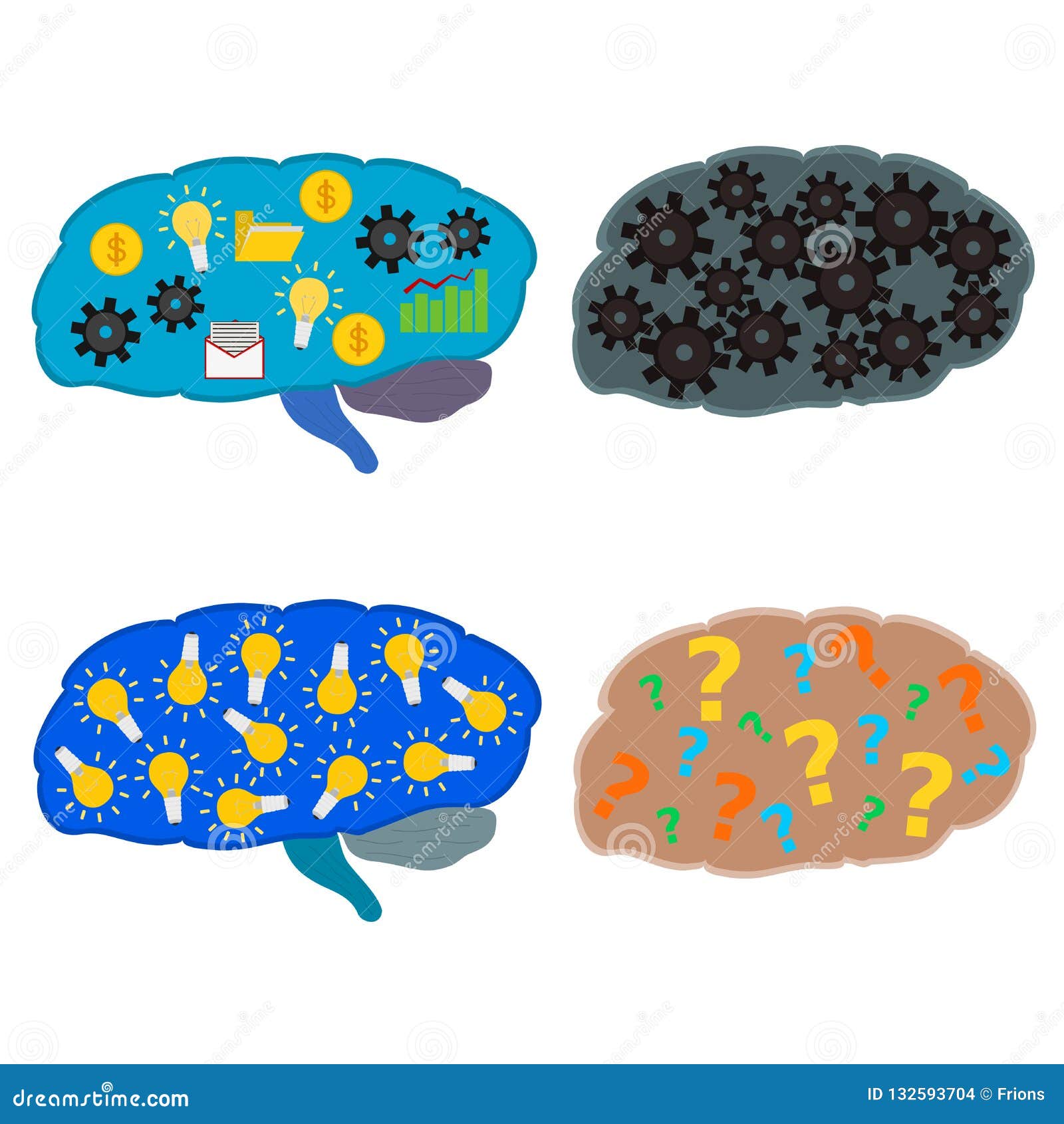 Business Brain Idea Concept Icon Set Stock Vector - Illustration of ...