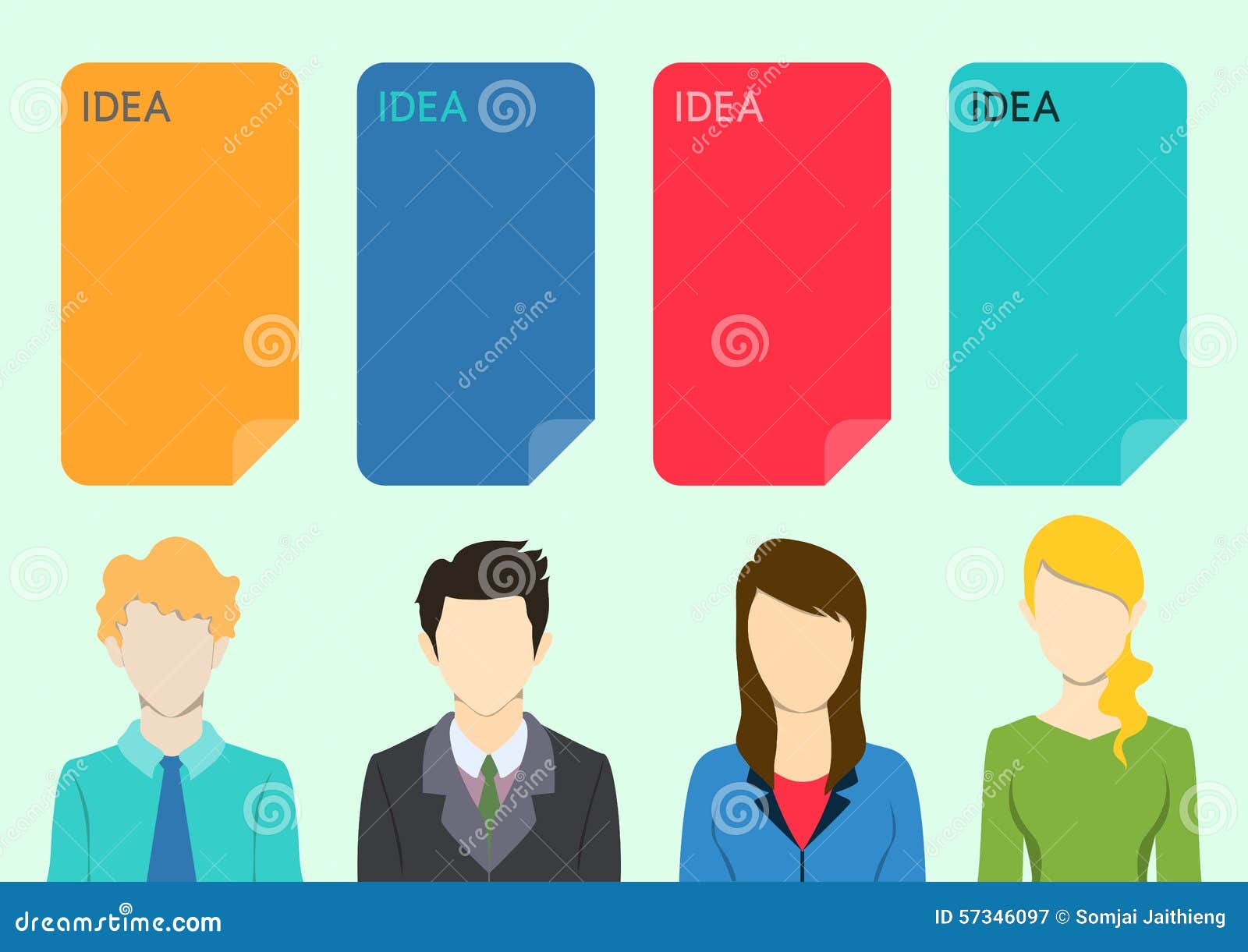 Business Brainstorm with People Silhouettes and Idea Speech Boxes Stock ...