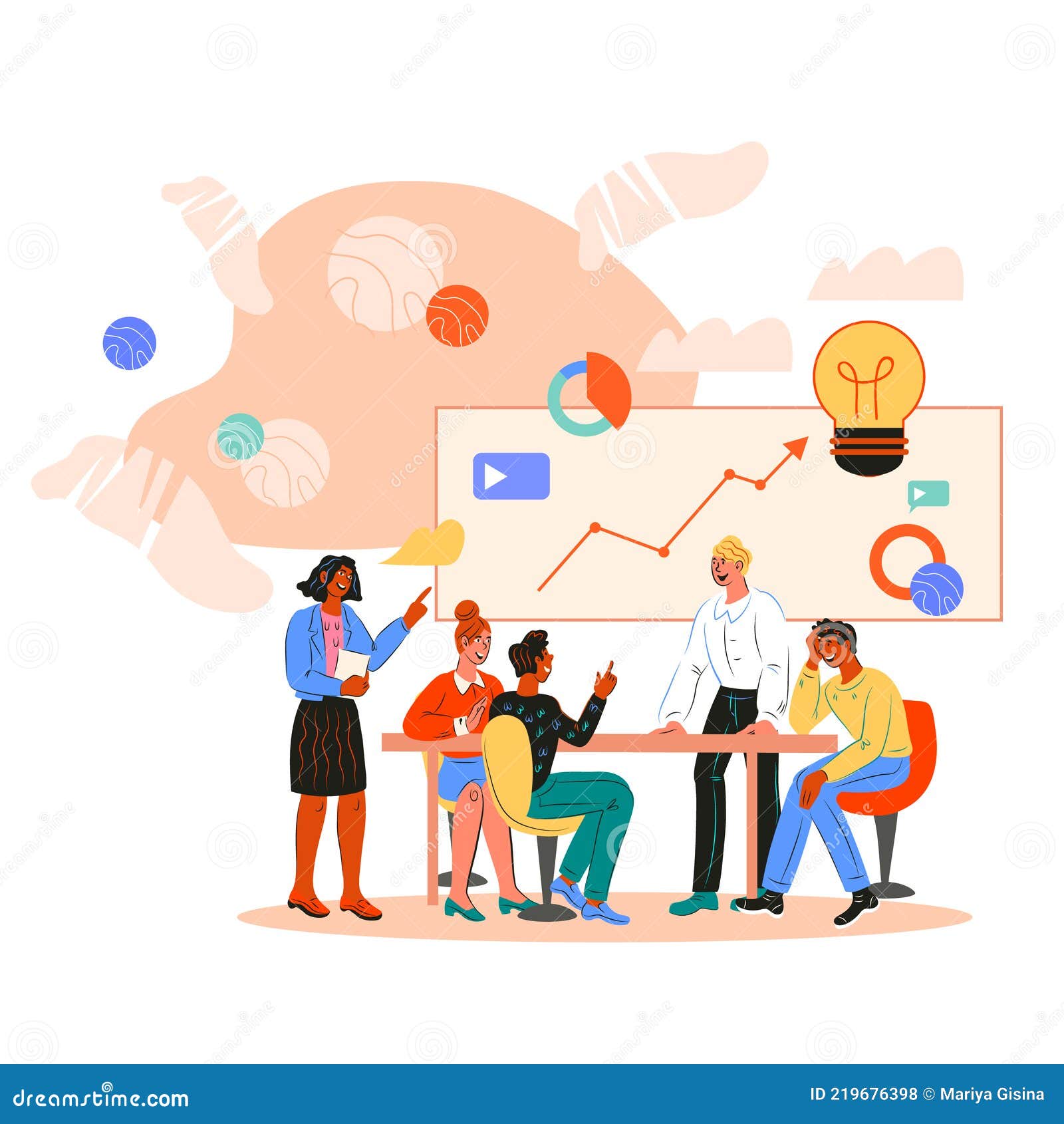 Business Brainstorming Meeting, Cartoon Vector Illustration on White ...