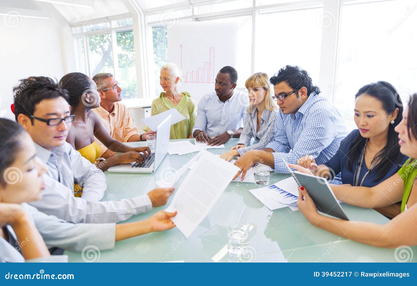 Business Brainstorming on Meeting Table Stock Image - Image of group ...