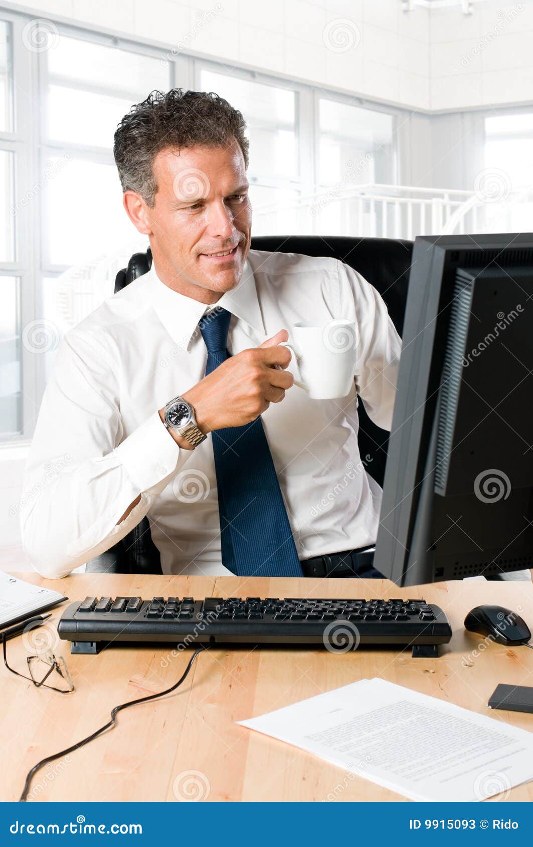 Business break at work stock image. Image of manager, holding - 9915093