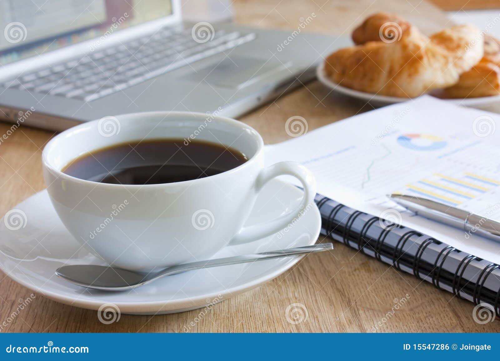 Business breakfast stock photo. Image of pastries, silver - 15547286