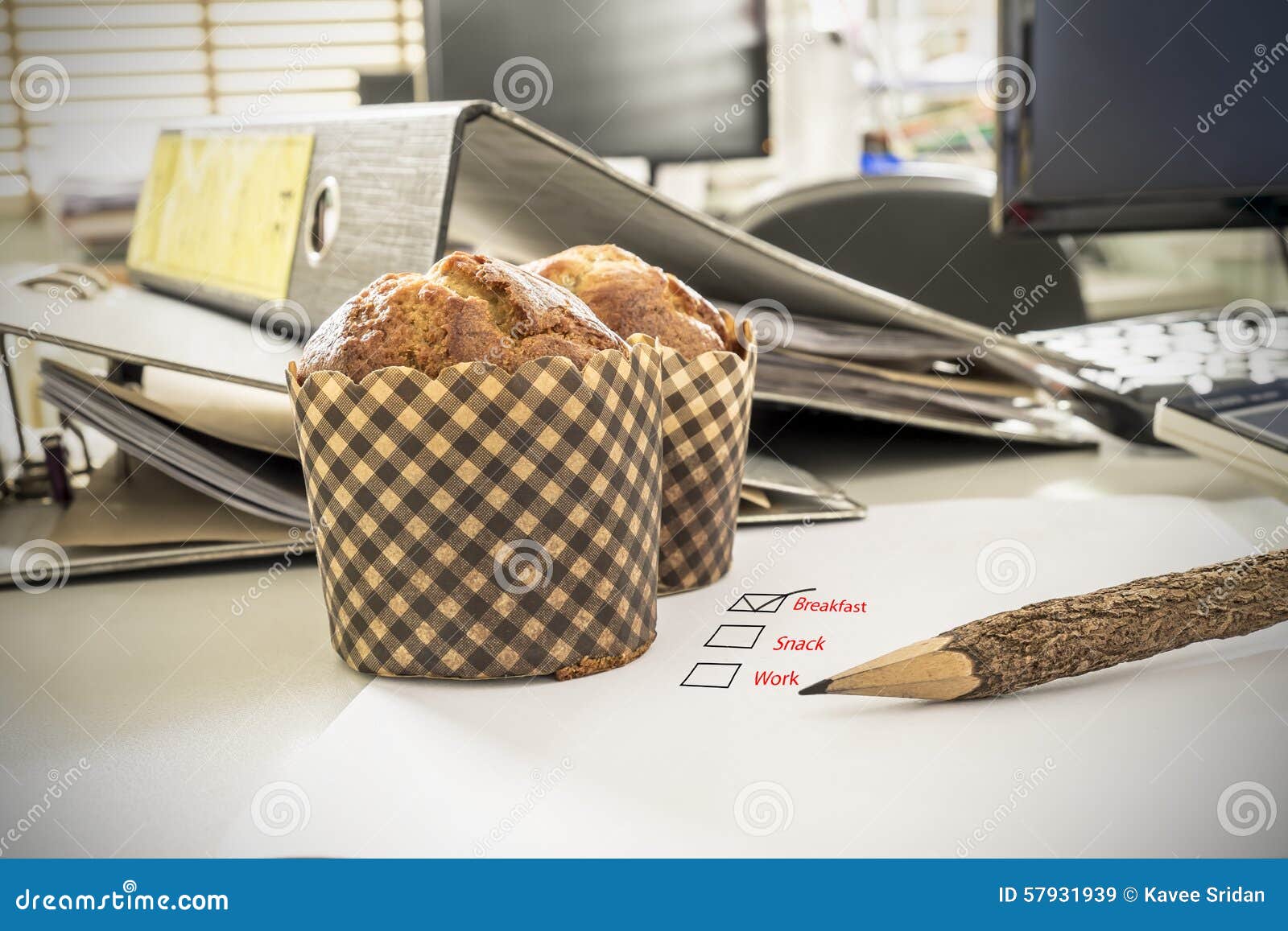 Business Breakfast Cafe, Muffin, in Office Stock Image - Image of ...