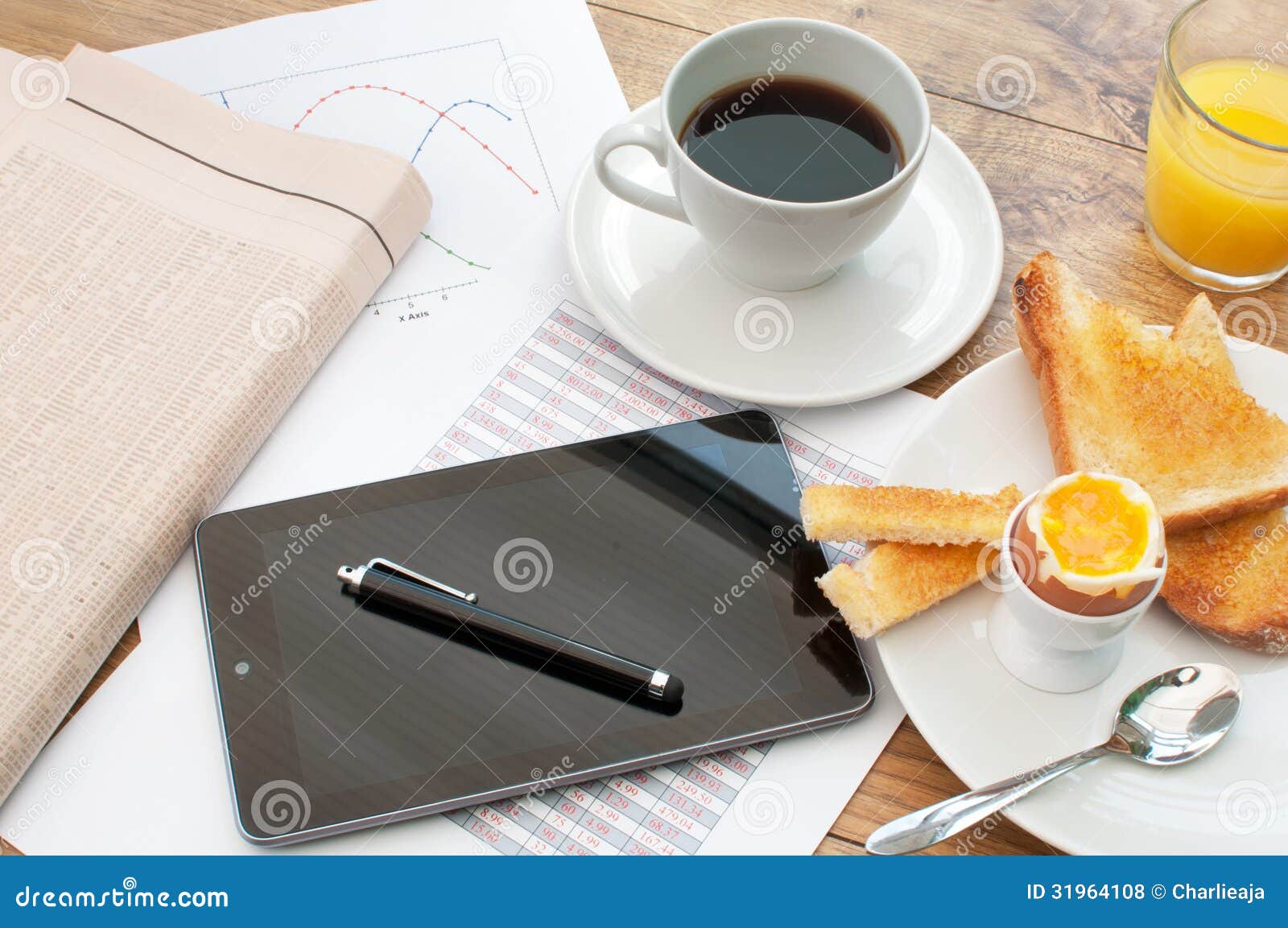 Business breakfast stock photo. Image of paperwork, cafe - 31964108