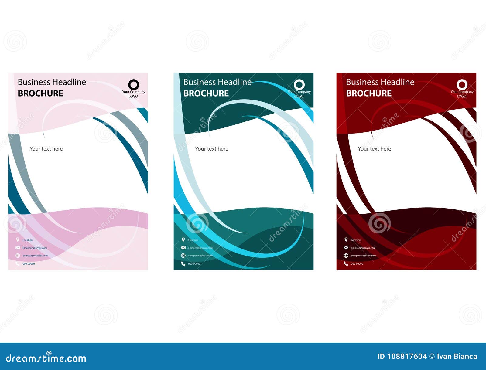 Business Brochure Design 3 Colors Available Stock Vector - Illustration ...