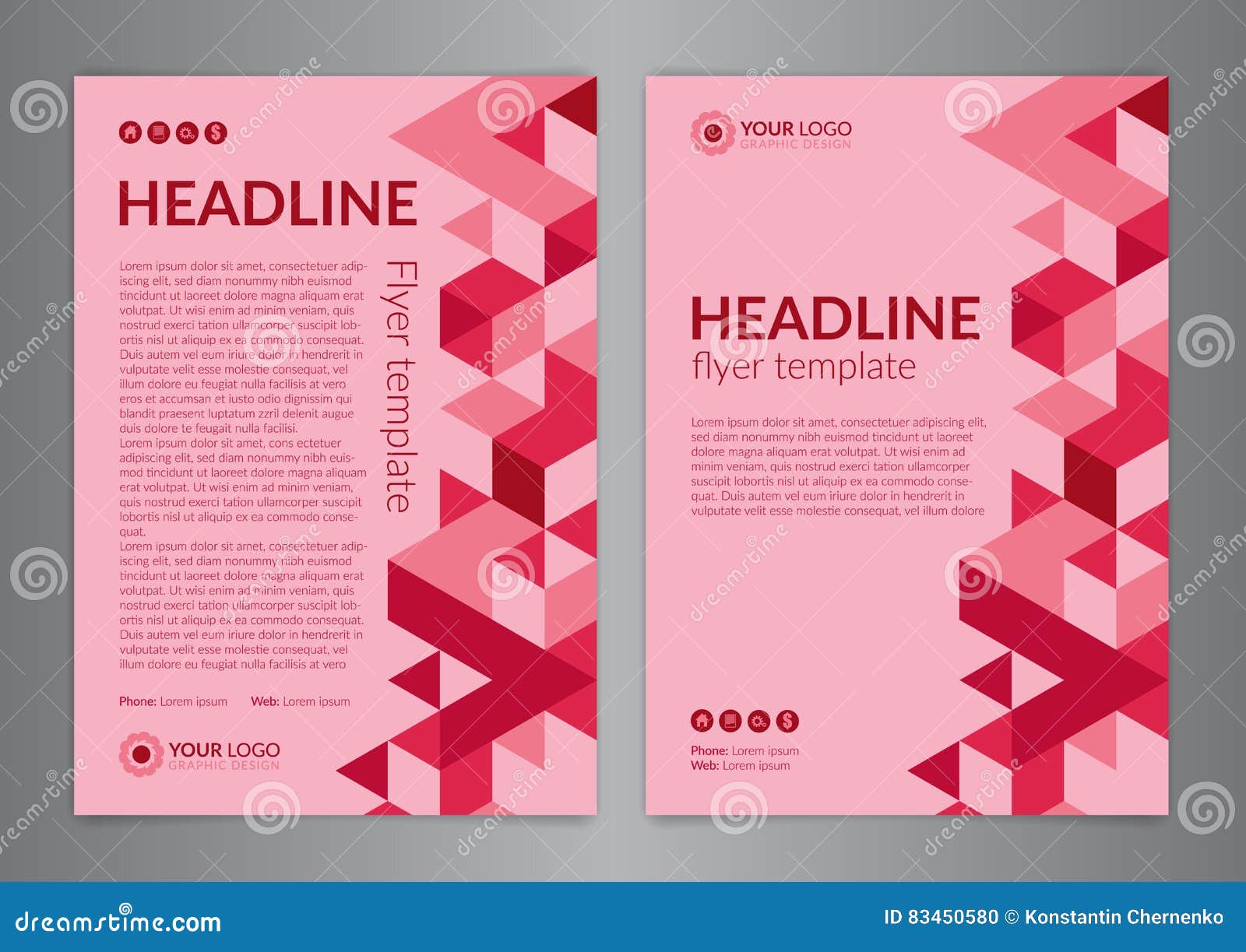 Business Brochure Flyer Design Layout Template, Size A4, with Triangle ...