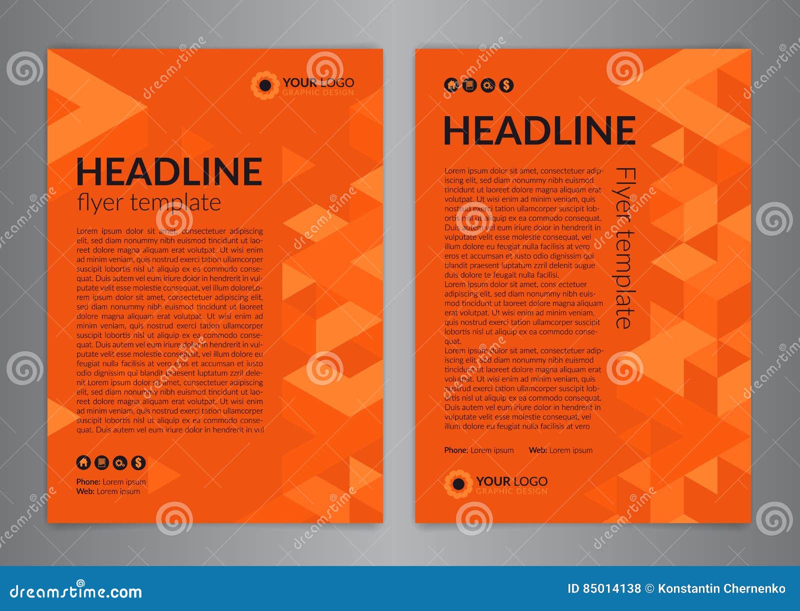 Business Brochure Flyer Design Layout Template, Size A4, with Triangle ...